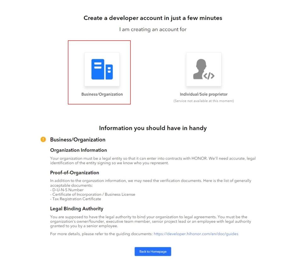 Step 1. Choose your developer type as “Business/Organization” by ...