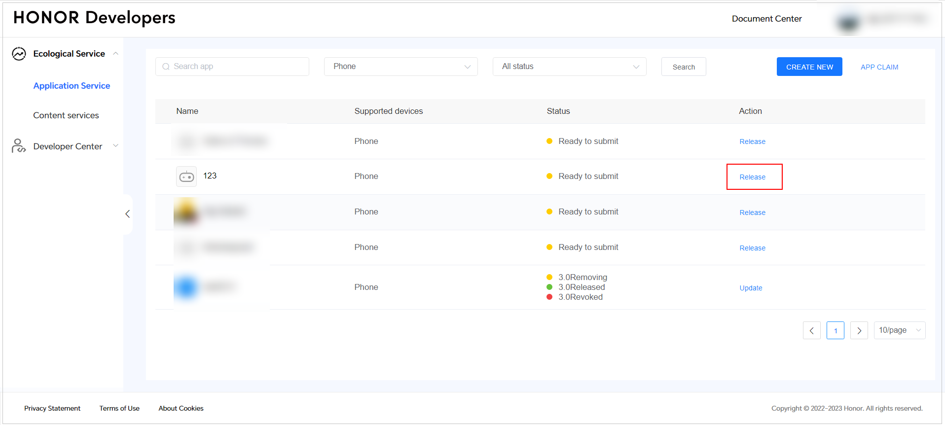 2. In the app page go to APP information.