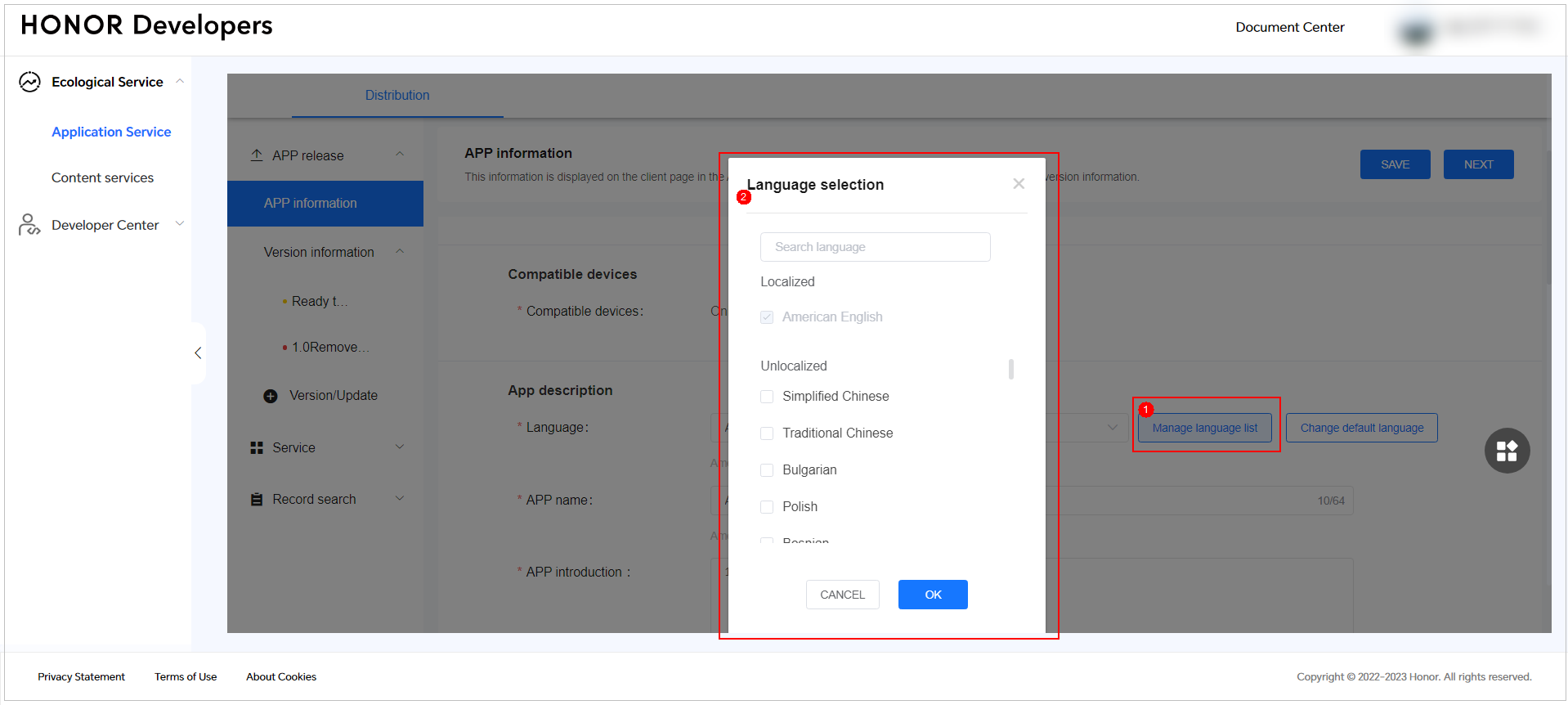 The default language is displayed when the app was created by default. To add other languages to ...
