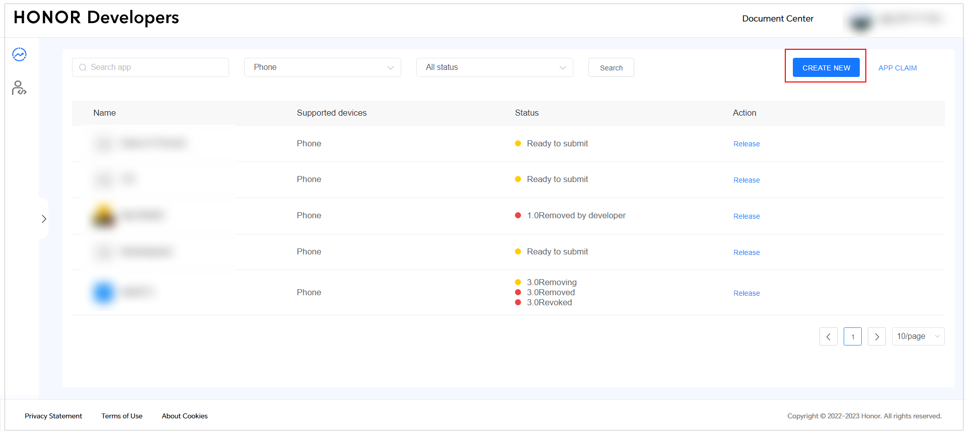 2. Click Ready to release menu in Version information section in the navigation tree on the left.