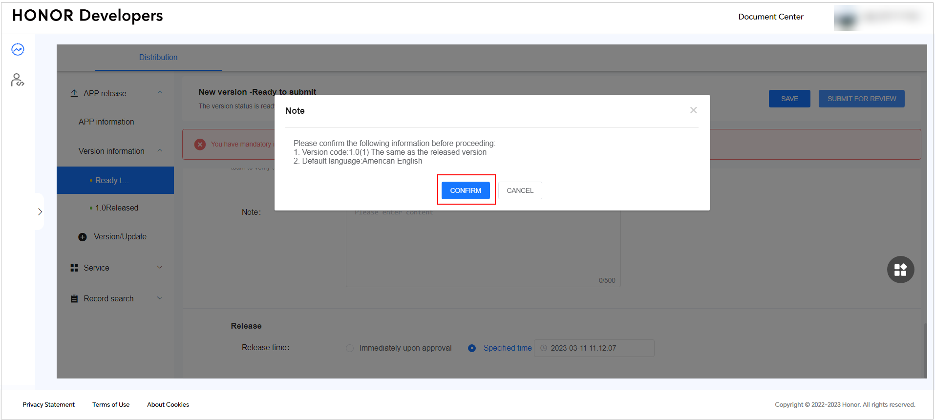 3. After successfully submitting, you can view the review status in Status