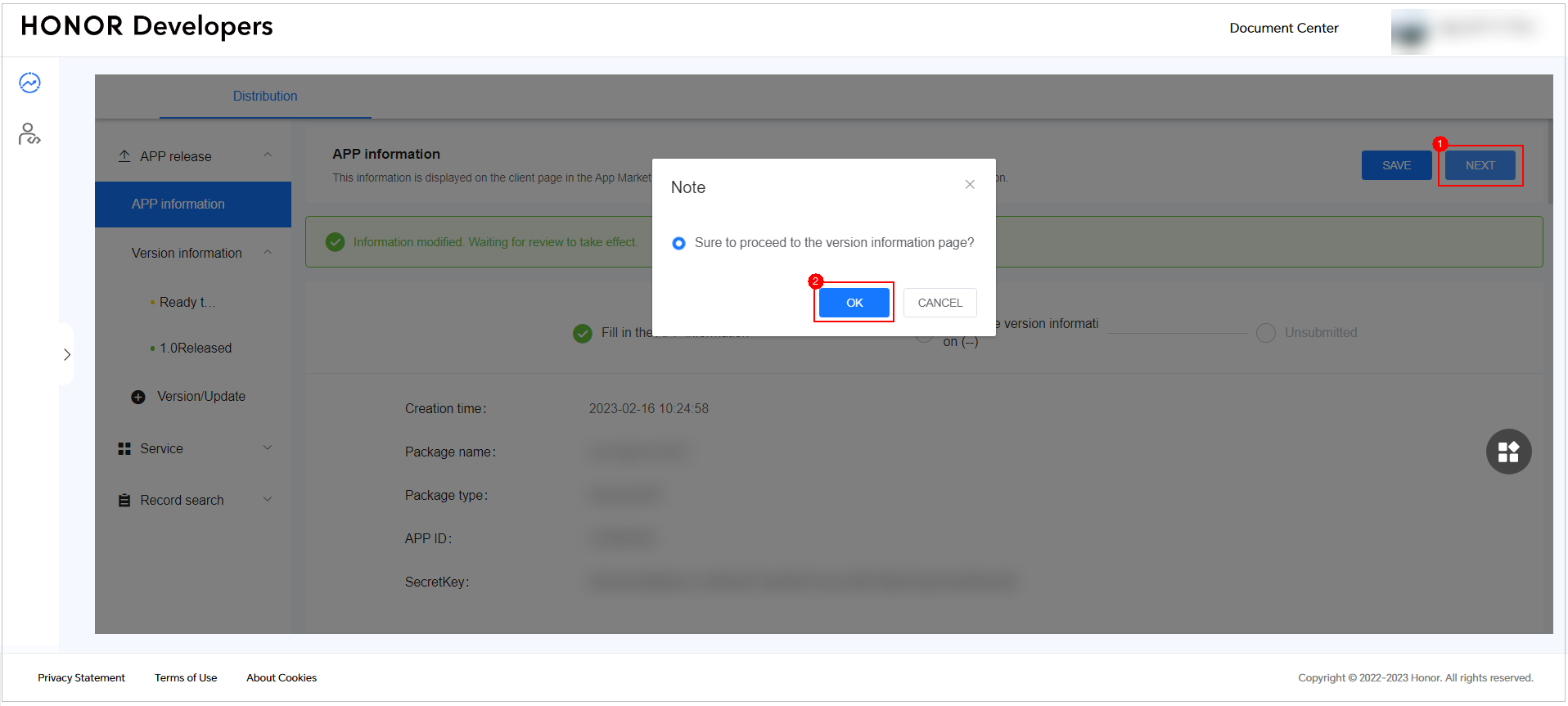 4. Uploading New App Package